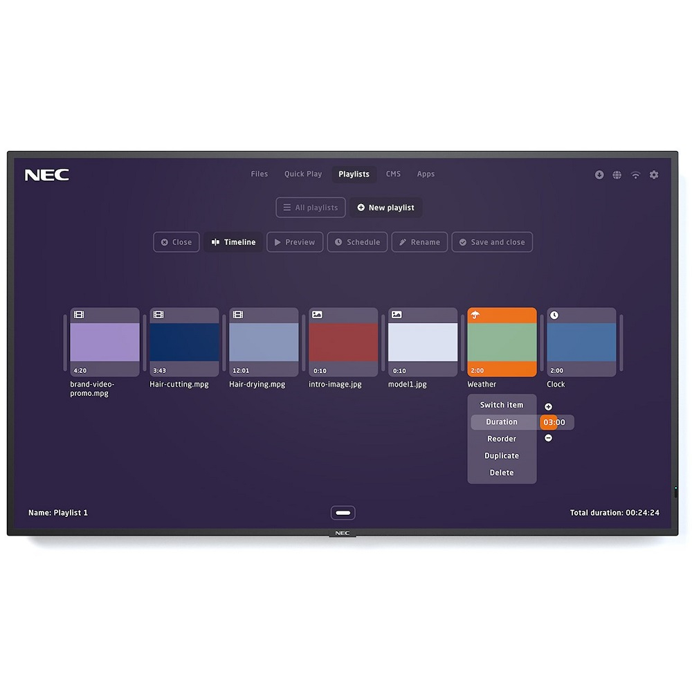 NEC MultiSyncÂ® M551-MPi4 55 Zoll Display mit Medienplayer
