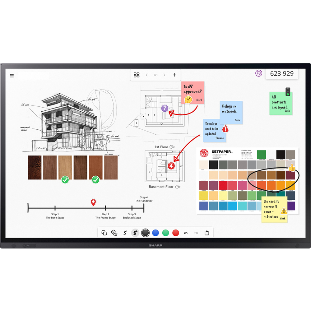 Sharp PN-LA752 Interaktives Whiteboard 75 Zoll mit Eco-Modi - Multimedia Display